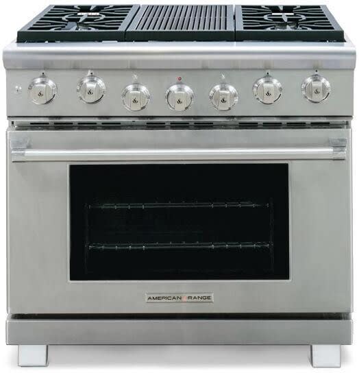 American Range ARROB364GRDFN 36 Inch Freestanding Dual Fuel Range with ...