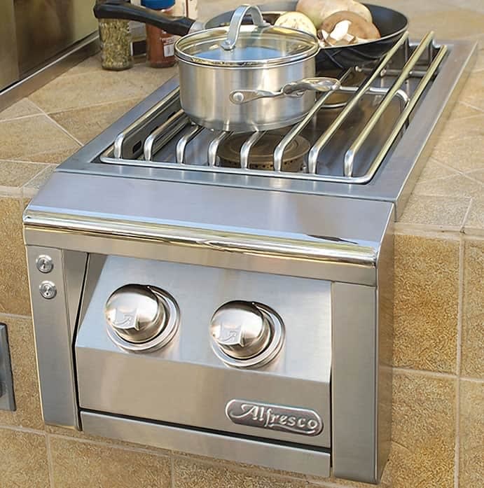 Alfresco AXESB2 14 Inch Built-In Side Burner with 2 Brass Burners ...