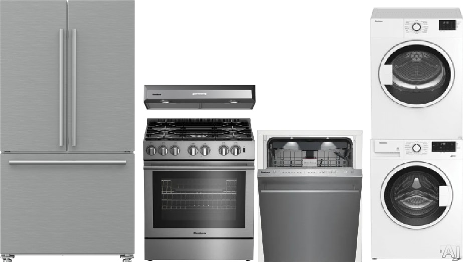 Blomberg BLRERADWRHWD100 6 Piece Kitchen Appliances Package with French ...
