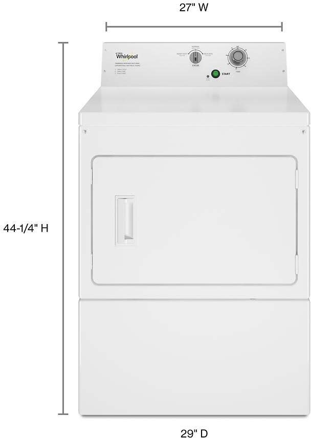 Whirlpool CEM2795JQ 27 Inch Electric Dryer with 7.4 Cu. Ft. Capacity ...