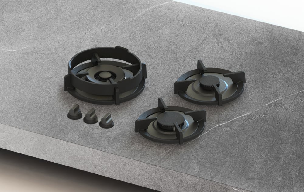 PITT Cooking America CIMA 24 Inch Gas Cooktop with 3 Brass Burners ...