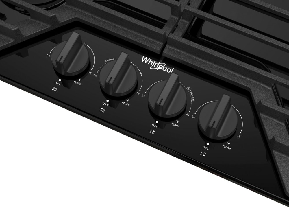 Whirlpool WCGK3030PB 30 Inch Gas Cooktop with 4 Sealed Burners ...