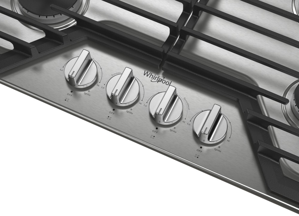 Whirlpool WCGK5030PS 30 Inch Gas Cooktop with 4 Sealed Burners ...