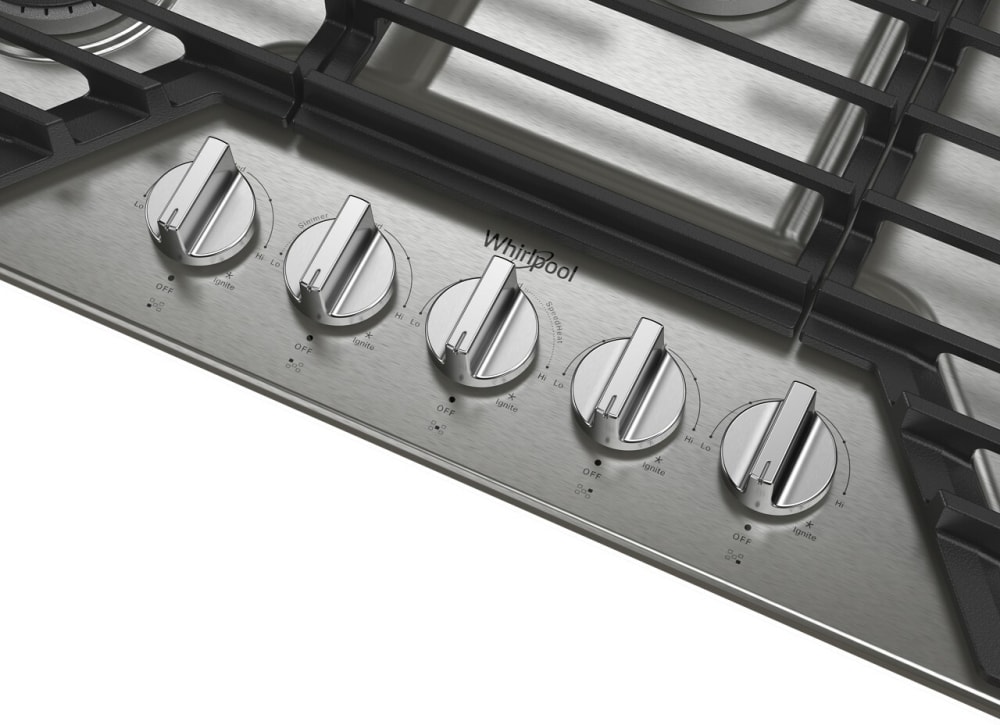 Whirlpool WCGK5036PS 36 Inch Gas Cooktop with 5 Sealed Burners ...