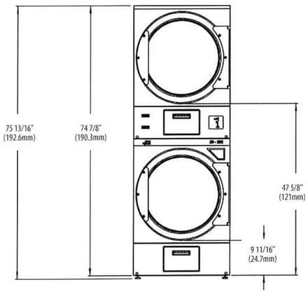 Crossover DAWS2GM 27 Inch Stacked Commercial Gas Dryers with 15,000 ...