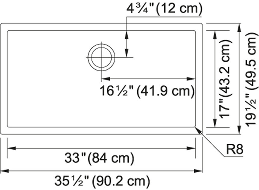 Franke PS2X11033 33 Inch Sink Bowl with Round Drain Cover, El Clips and ...