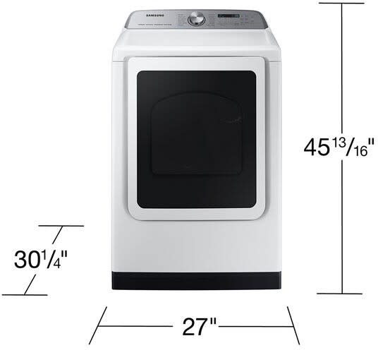 Samsung DVE54CG7150W 27 Inch Smart Electric Dryer with 7.4 Cu. Ft ...