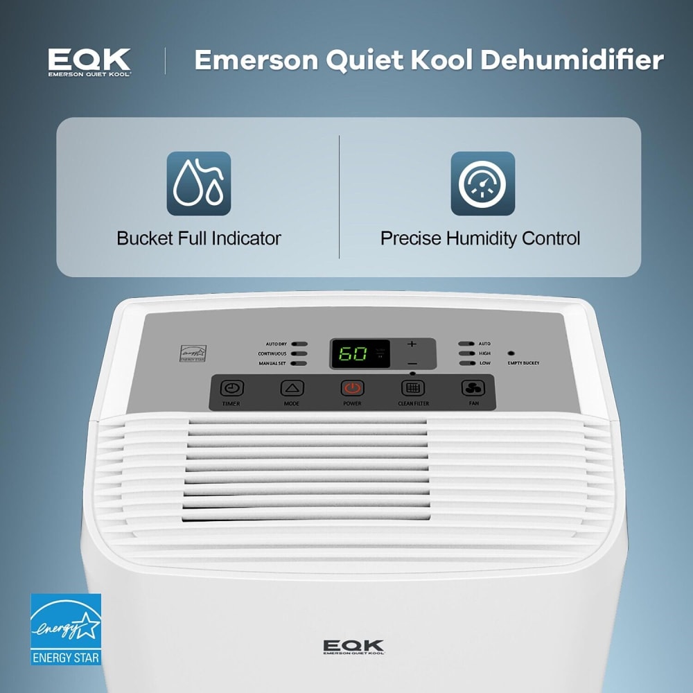 Emerson EAD35E1H 35 Pint Dehumidifier with 3 Fan Speeds, LED Digital ...