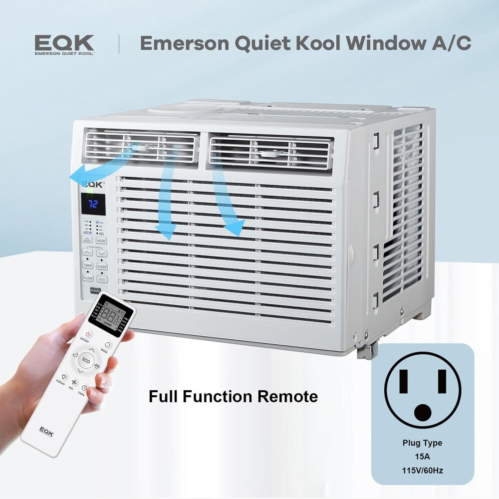 Emerson EARC6RE1 6,000 BTU Window Air Conditioner with Remote Control ...