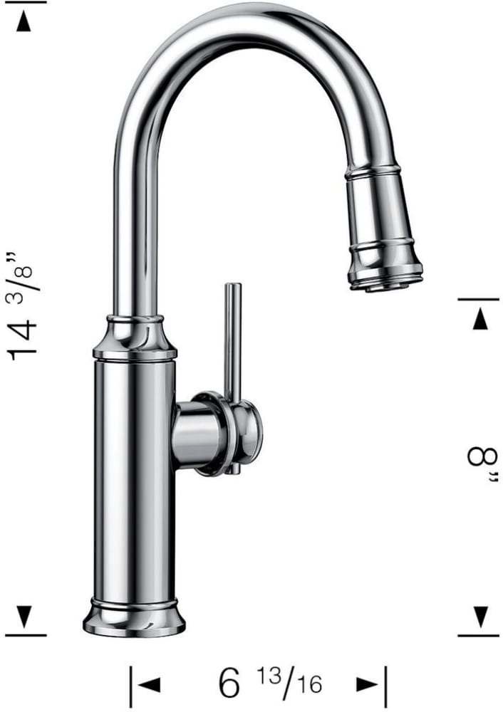 Blanco 442983 Empressa Bar Single Handle Pull Down Kitchen Faucet with ...
