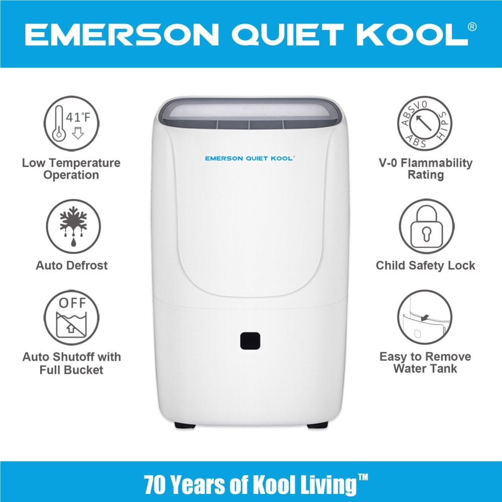 Emerson EAD40EP1T 40 Pint Quiet Kool Dehumidifier with Built-In ...