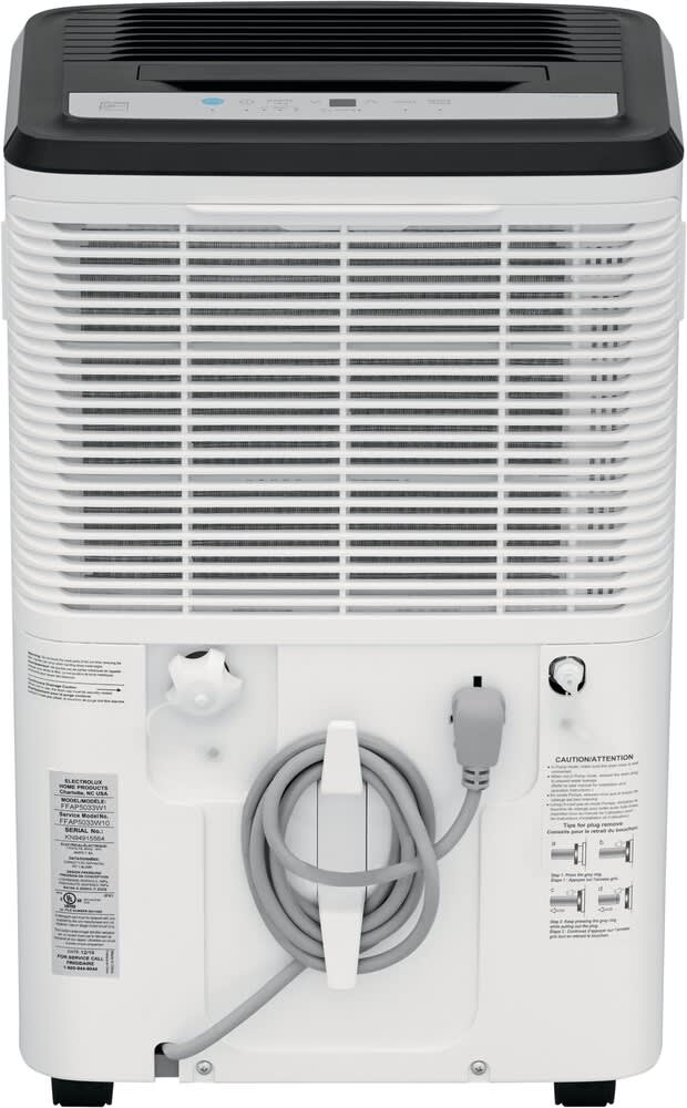 Frigidaire FFAP5034W1 50 Pint Capacity Dehumidifier with 3 Fan Speeds ...