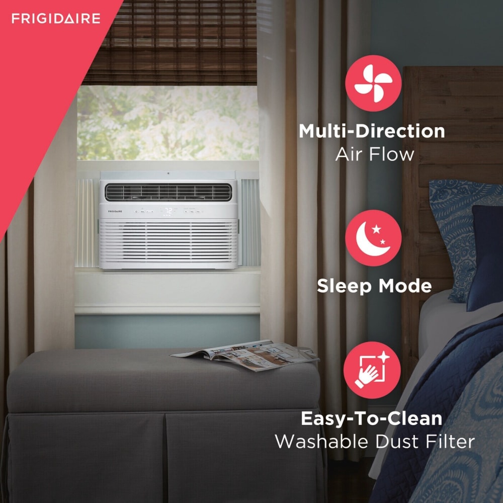 Frigidaire FHWC124WB1 Window Air Conditioner with Electronic Controls, Remote Control, 3 Fan ...