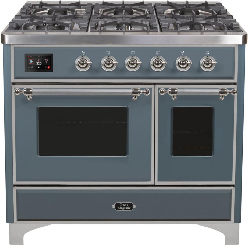 Ilve UMD10FDNS3BGCLP 40 Inch Freestanding Dual Fuel Range with 6 Sealed ...
