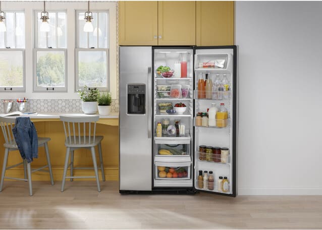 GE GSE25GGPBB 36 Inch Freestanding Side by Side Refrigerator with 25.3 ...