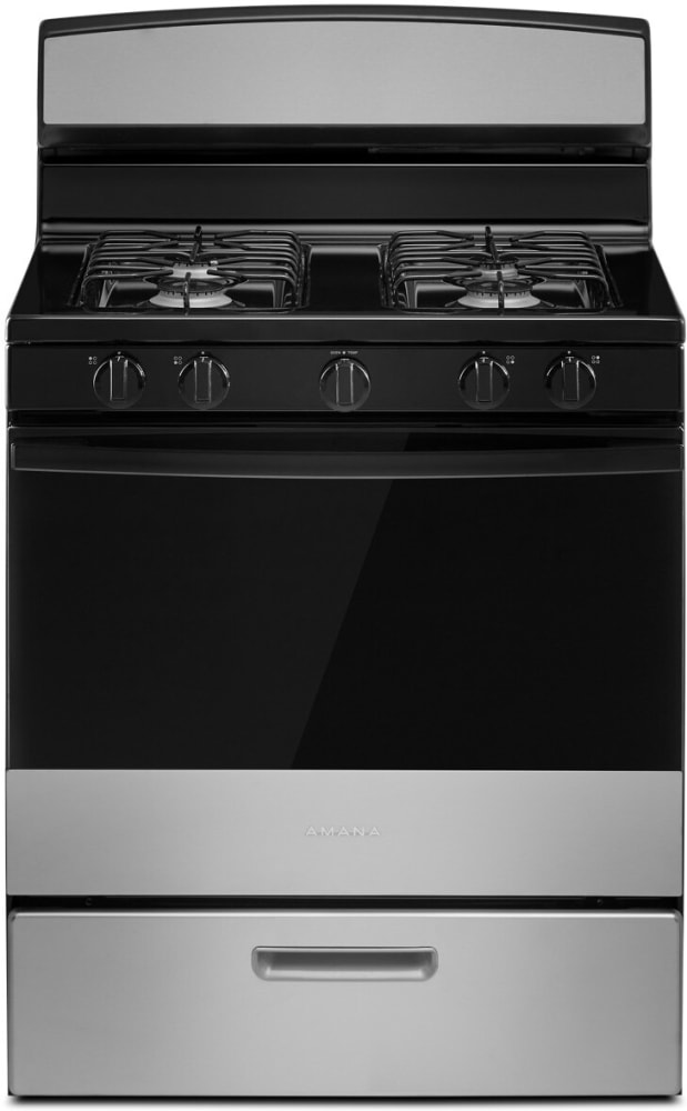 Amana AGR4203MNS 30 Inch Freestanding Gas Range with 4 Sealed Burners ...