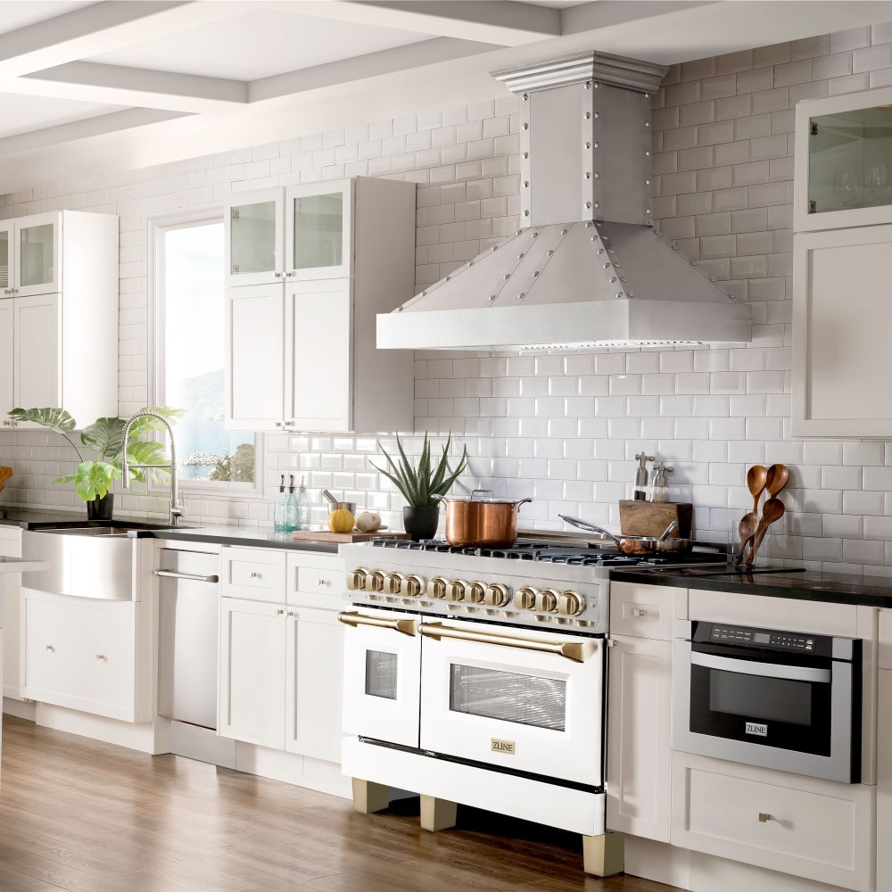 ZLINE RAZWM48G 48 Inch Freestanding Double Oven Dual Fuel Range with 7 ...