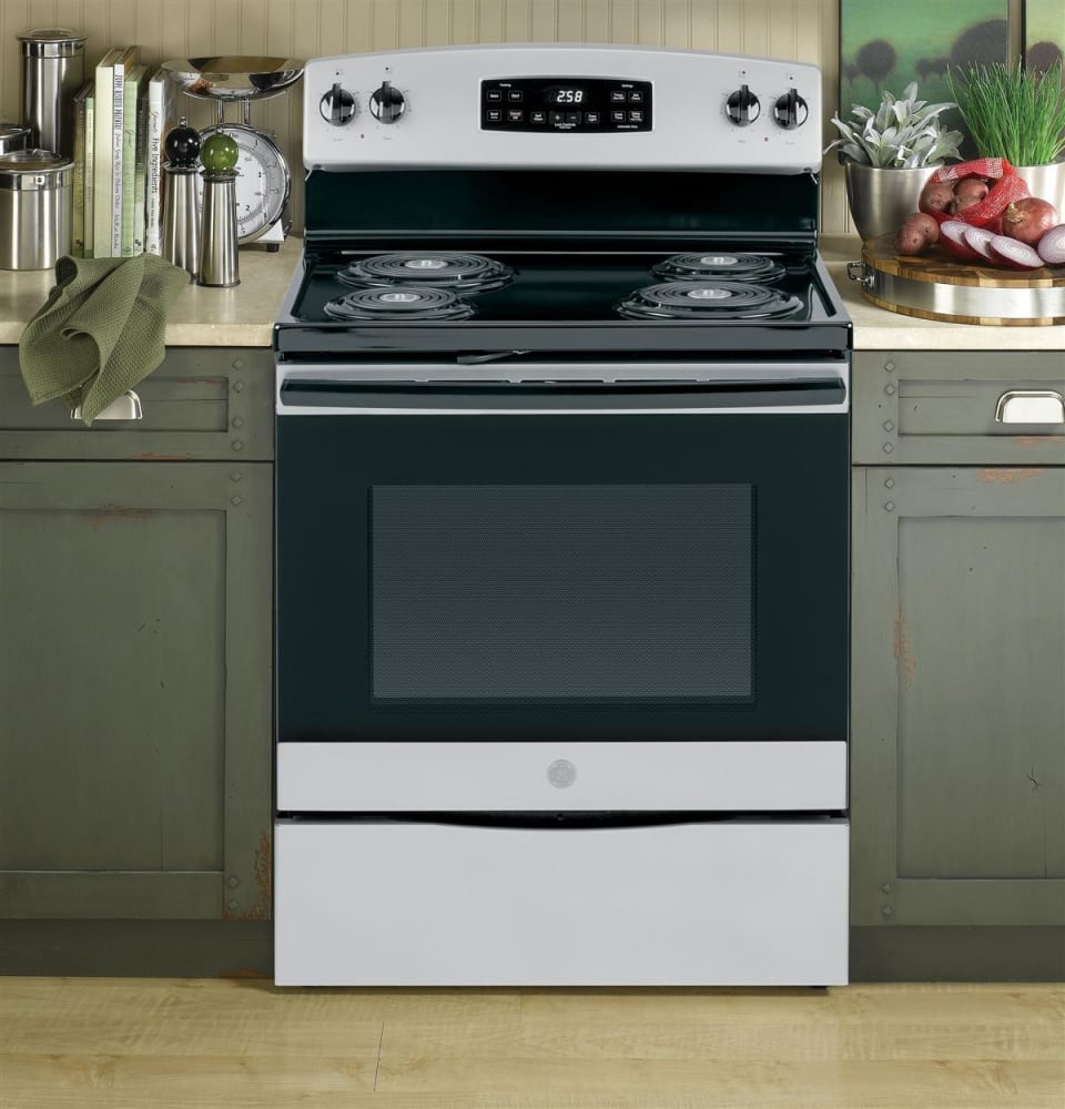 GE JB258GMSA 30 Inch Freestanding Electric Range with 4 Coil Elements ...