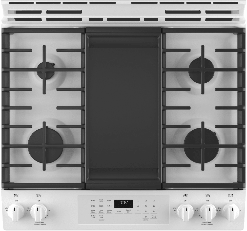 GE JGS760DPWW 30 Inch Slide-In Smart Gas Range with 5 Sealed Burners, 5 ...