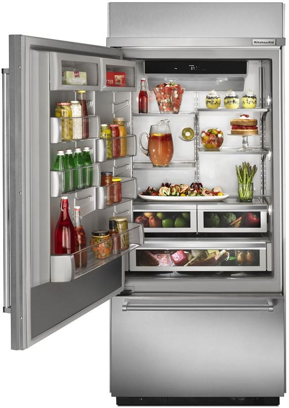 KitchenAid KBBL306ESS 36 Inch Built-In Bottom Mount Refrigerator with ...