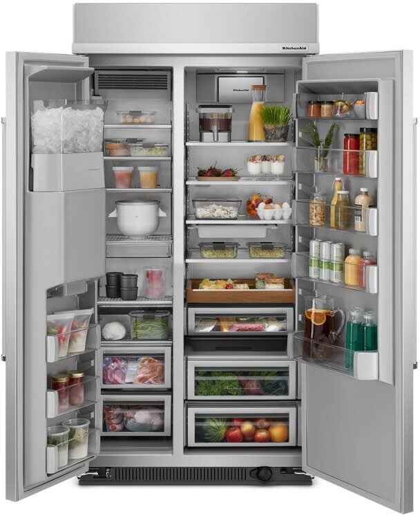 KitchenAid KBSD702MSS 42 Inch Built-In Side-by-Side Refrigerator with ...