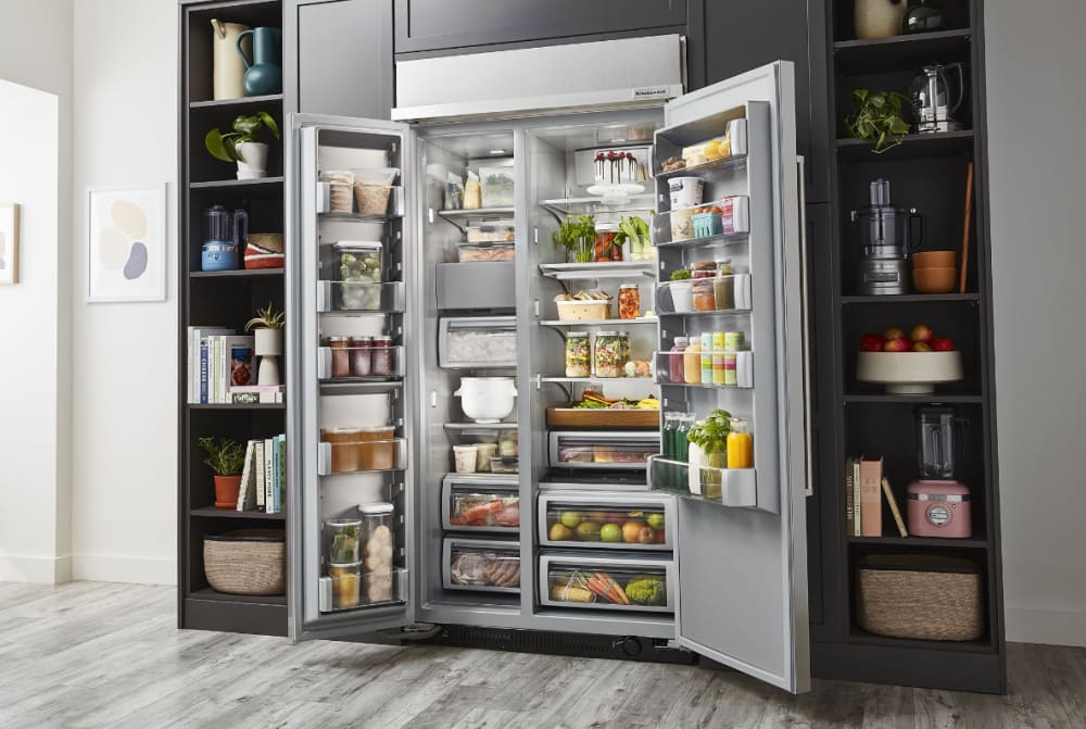 KitchenAid KBSD708MBS 48 Inch Built-In Side-by-Side Refrigerator with ...