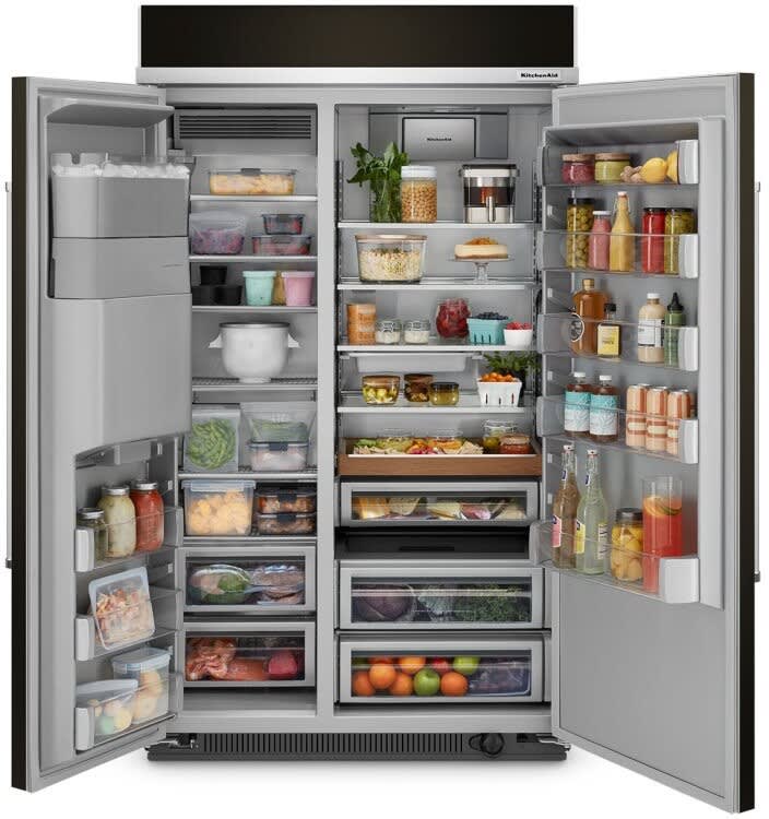 KitchenAid KBSD708MBS 48 Inch Built-In Side-by-Side Refrigerator with ...