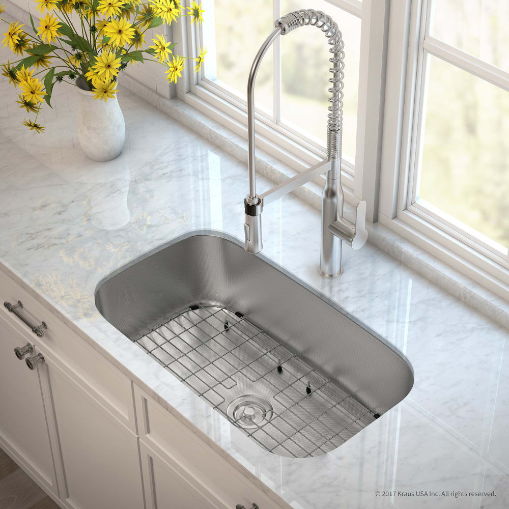 Kraus KBU14E165042SS 31-1/2 Inch Kitchen Sink and Commercial Faucet ...