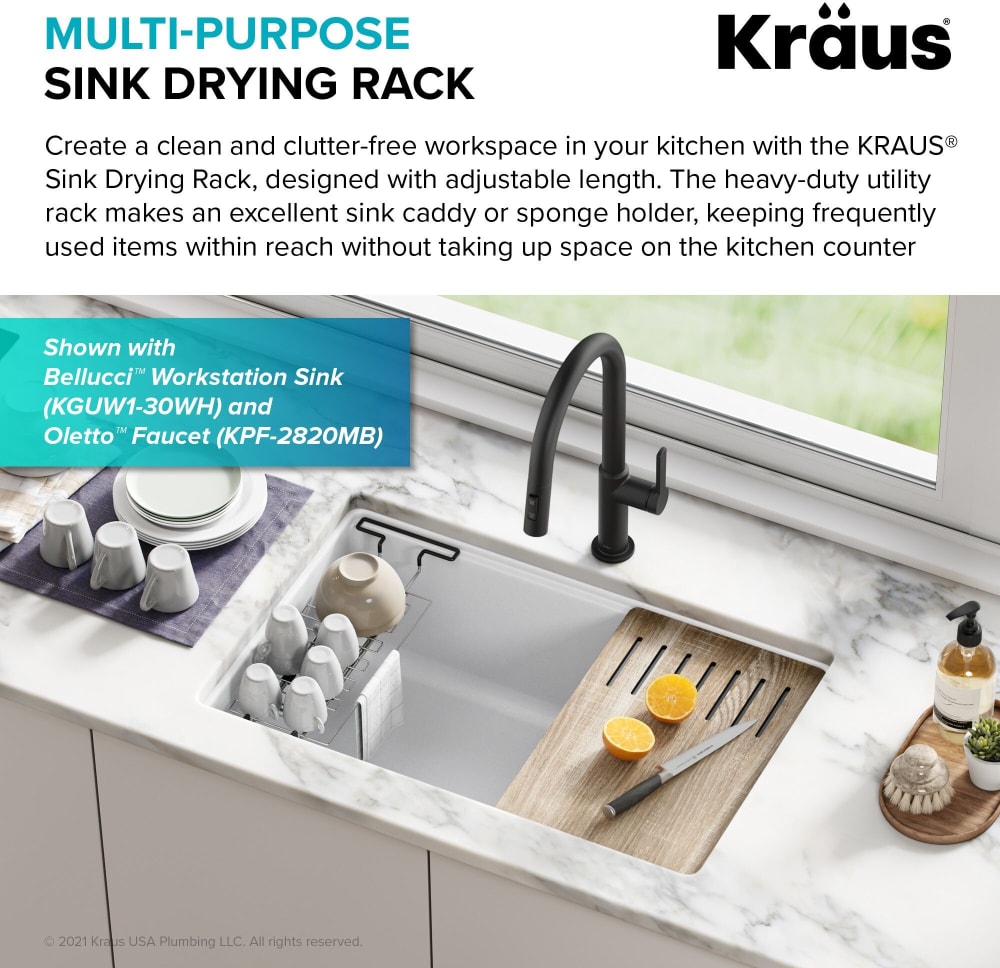Kraus KCD2 Multipurpose Kitchen Sink Large Drying Rack with Built-In ...