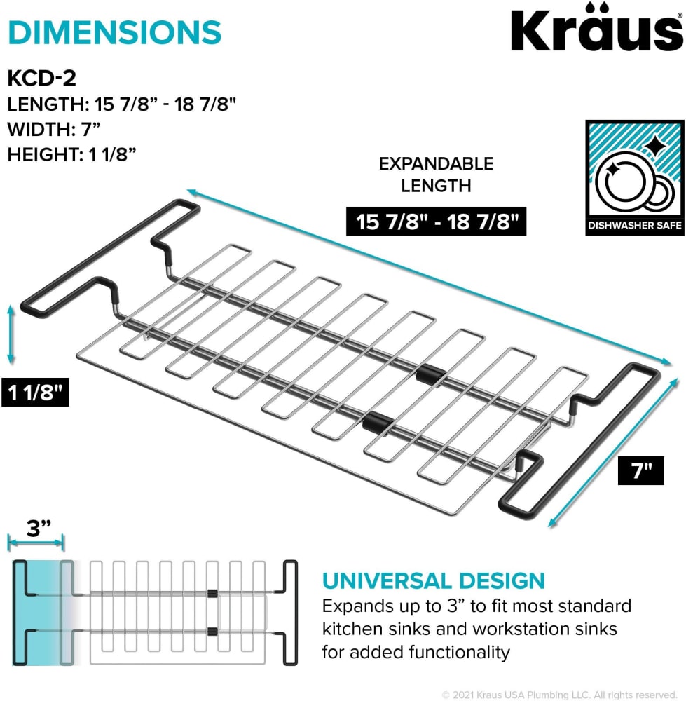 Kraus KCD2 Multipurpose Kitchen Sink Large Drying Rack with Built-In ...