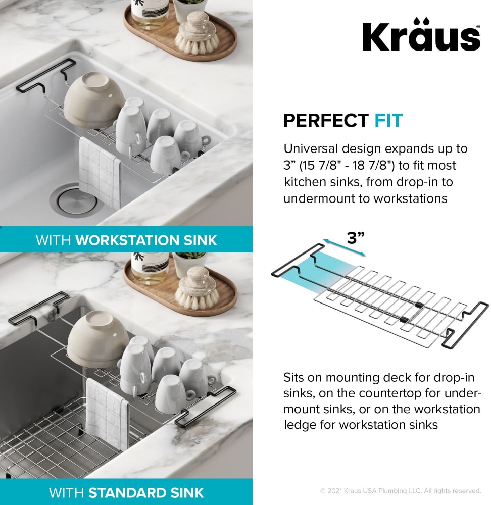 Kraus KCD2 Multipurpose Kitchen Sink Large Drying Rack with Built-In ...