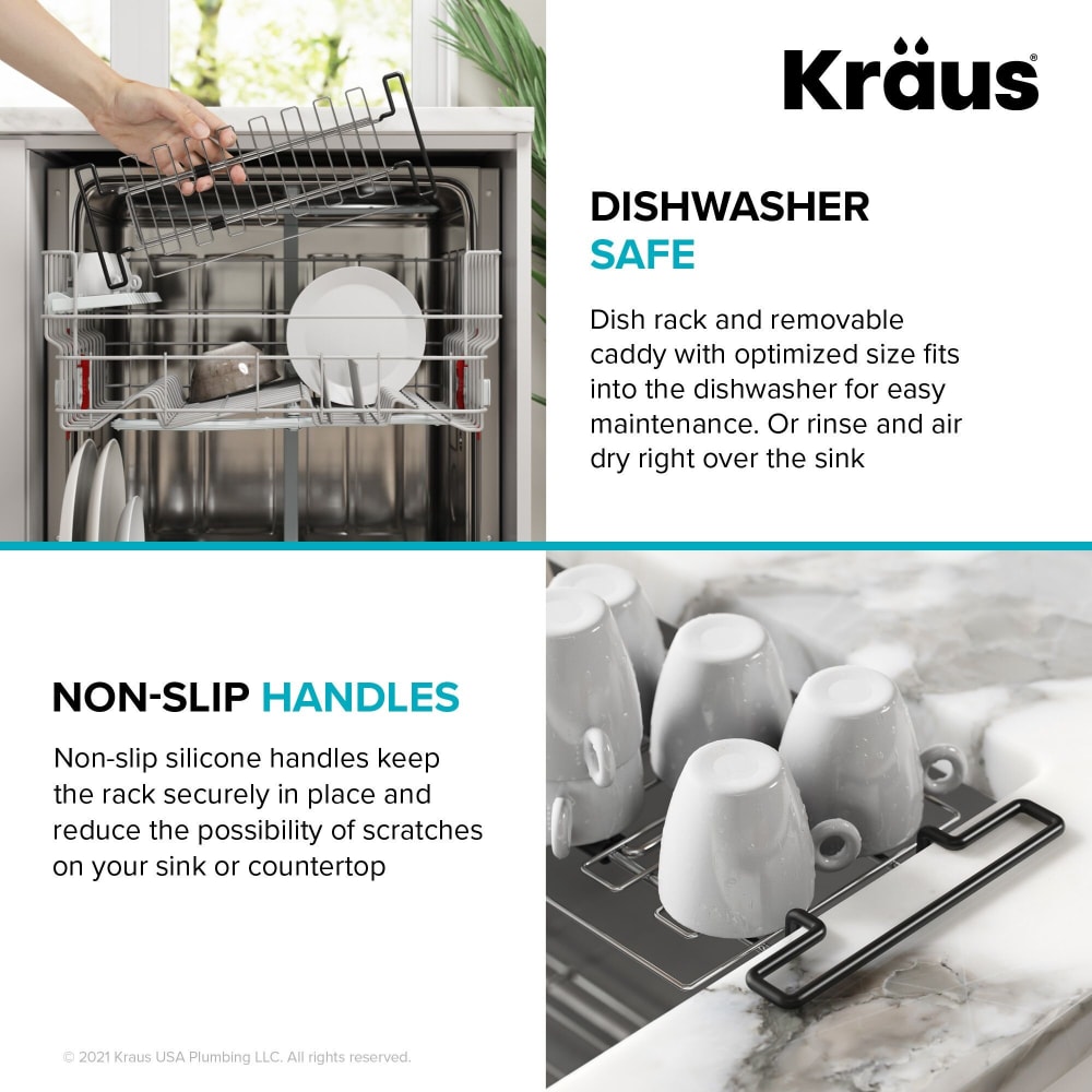 Kraus KCD2 Multipurpose Kitchen Sink Large Drying Rack with Built-In ...