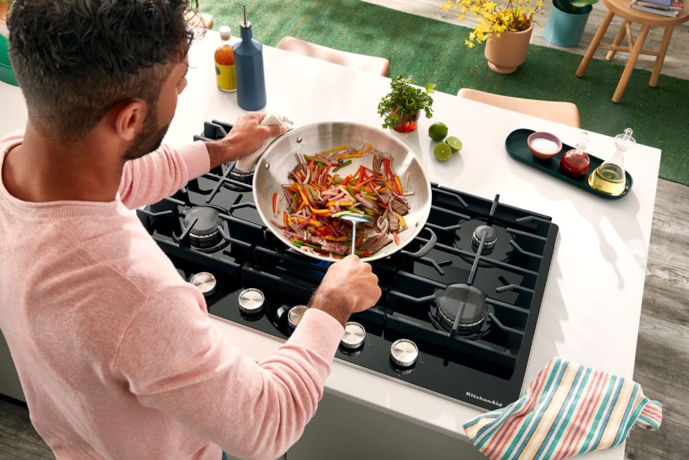 KitchenAid KCGG536PBL 36 Inch Gas Cooktop with 5 Sealed Burners, 56.2K ...