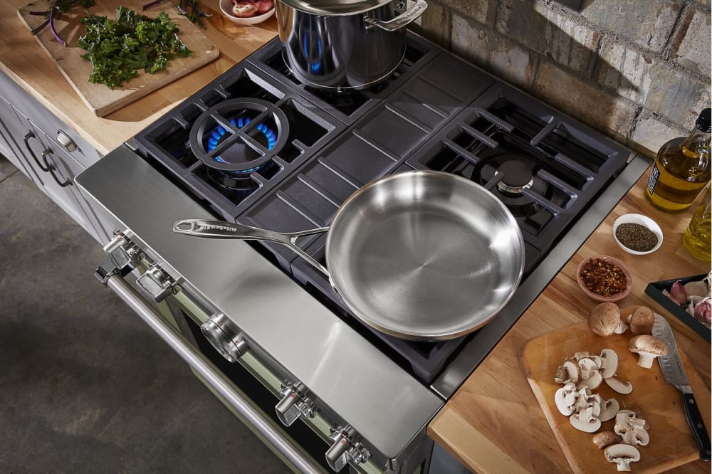 KitchenAid KFDC500JAV 30 Inch Freestanding Dual Fuel Smart Range with 4 ...