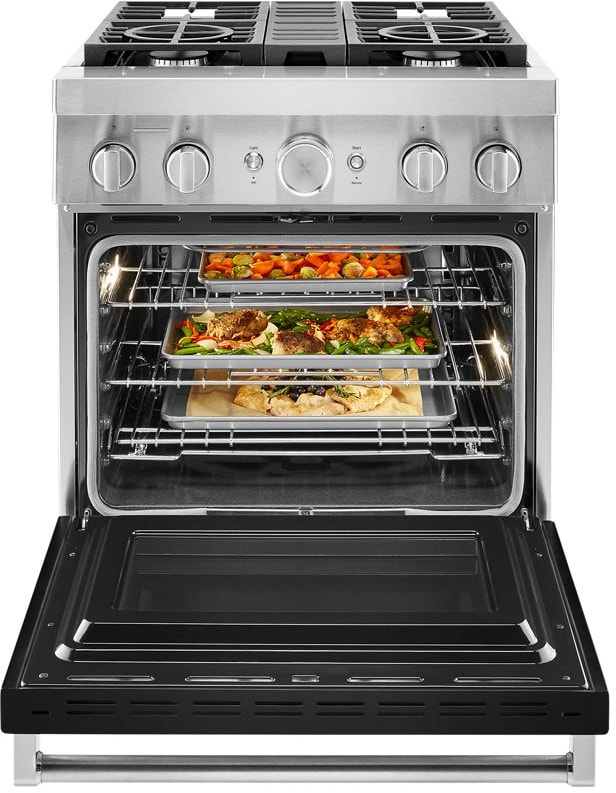 KitchenAid KFDC500JBK 30 Inch Freestanding Dual Fuel Smart Range with 4 ...