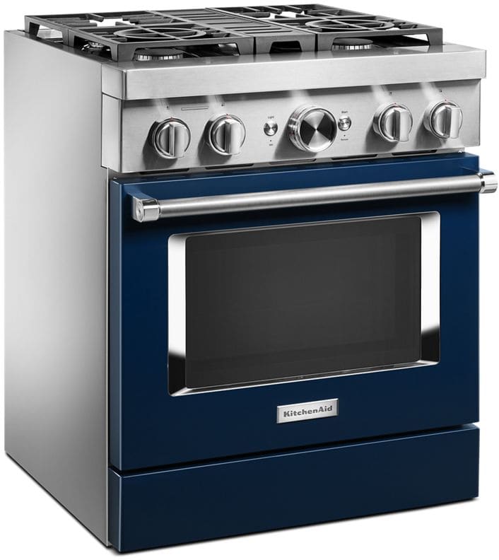 KitchenAid KFDC500JIB 30 Inch Freestanding Dual Fuel Smart Range with 4 ...