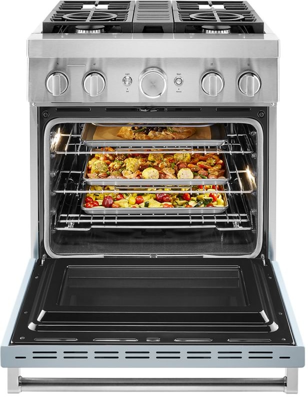 KitchenAid KFDC500JMB 30 Inch Freestanding Dual Fuel Smart Range with 4 ...