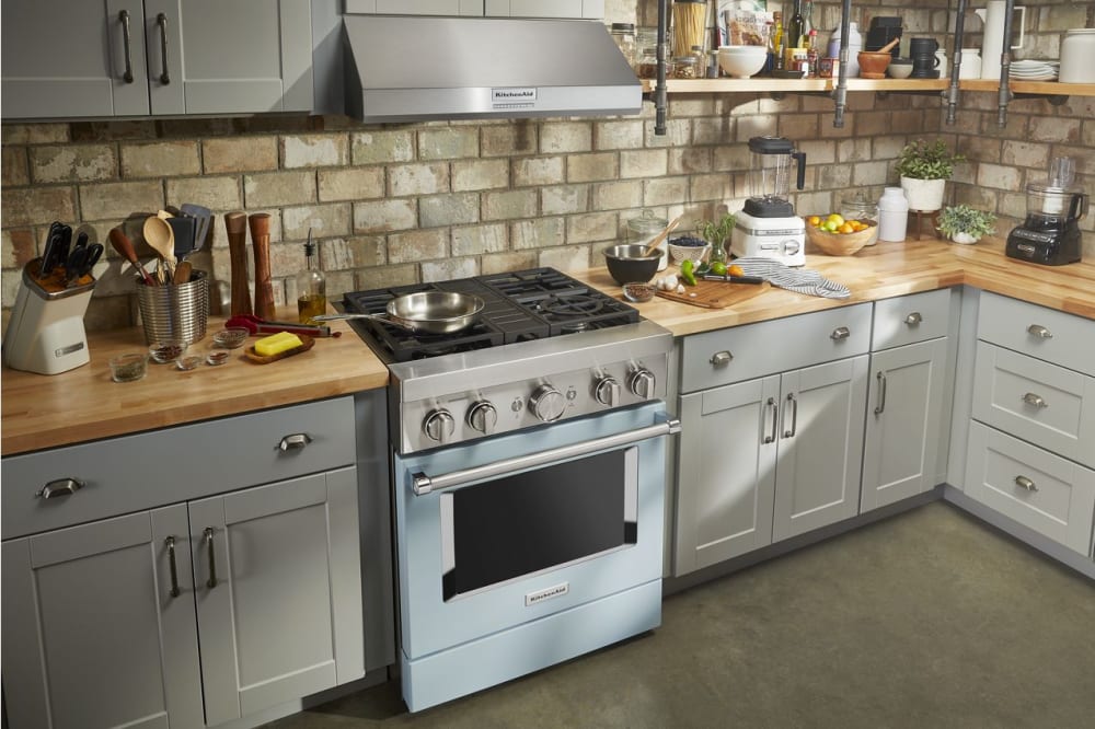 KitchenAid KFDC500JMB 30 Inch Freestanding Dual Fuel Smart Range with 4 ...