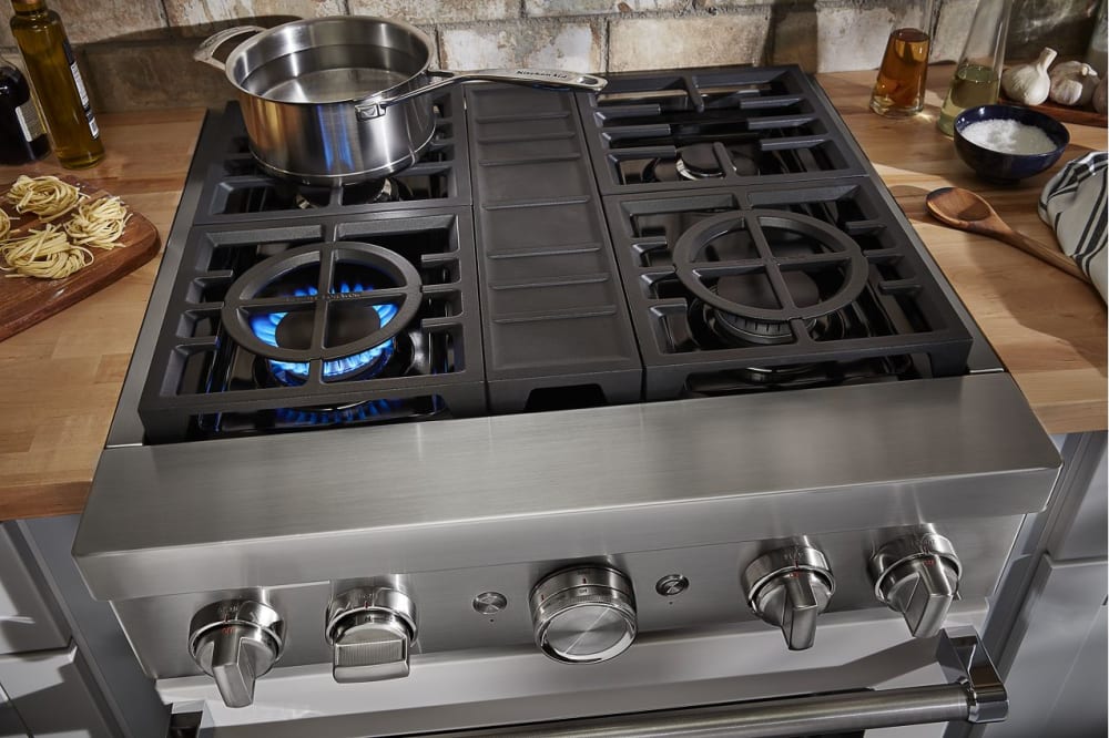 KitchenAid KFDC500JMH 30 Inch Freestanding Dual Fuel Smart Range with 4 ...