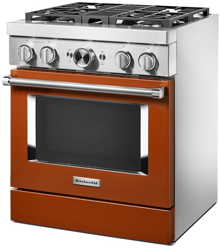 KitchenAid KFDC500JSC 30 Inch Freestanding Dual Fuel Smart Range with 4 Sealed Burners, 4.1 cu ...