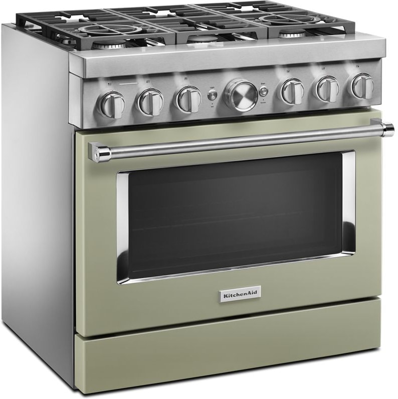 KitchenAid KFDC506JAV 36 Inch Freestanding Dual Fuel Smart Range with 6 ...