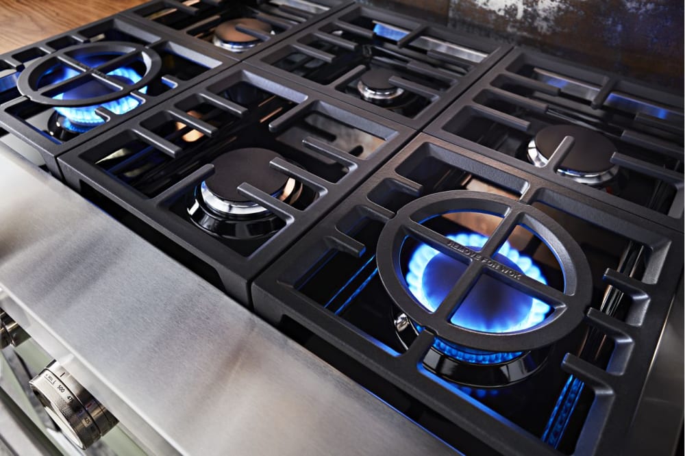 KitchenAid KFDC506JAV 36 Inch Freestanding Dual Fuel Smart Range with 6 ...