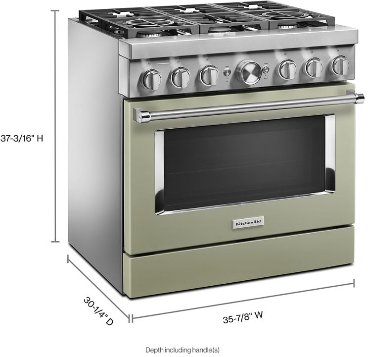 KitchenAid KFDC506JAV 36 Inch Freestanding Dual Fuel Smart Range with 6 ...