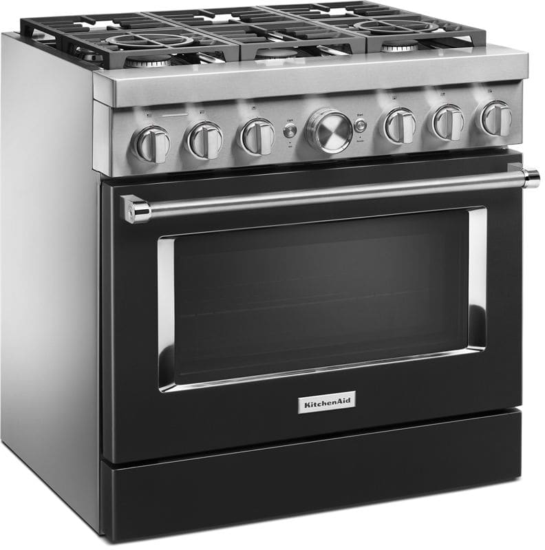 KitchenAid KFDC506JBK 36 Inch Freestanding Dual Fuel Smart Range with 6 ...