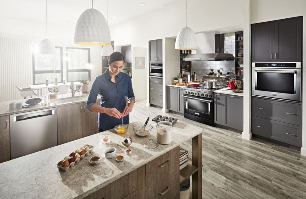 KitchenAid KFDC506JBK 36 Inch Freestanding Dual Fuel Smart Range with 6 ...