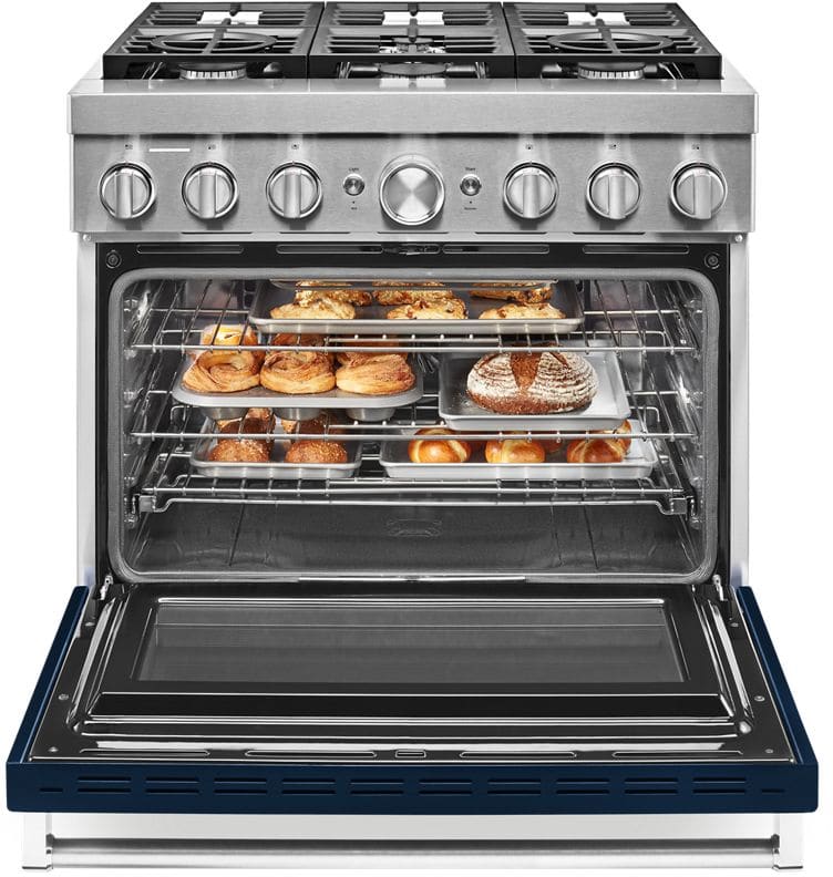 KitchenAid KFDC506JIB 36 Inch Freestanding Dual Fuel Smart Range with 6 ...