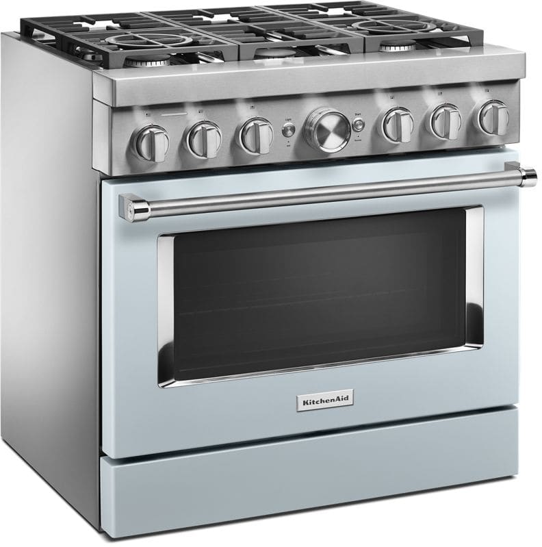 KitchenAid KFDC506JMB 36 Inch Freestanding Dual Fuel Smart Range with 6 ...