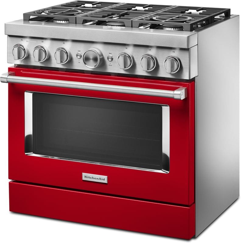 KitchenAid KFDC506JPA 36 Inch Freestanding Dual Fuel Smart Range with 6 ...