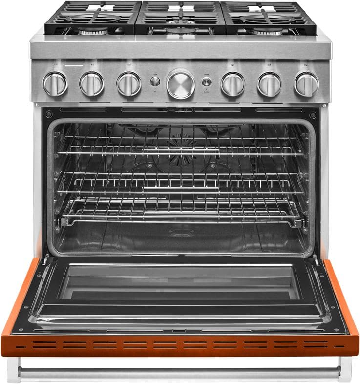 KitchenAid KFDC506JSC 36 Inch Freestanding Dual Fuel Smart Range with 6 ...