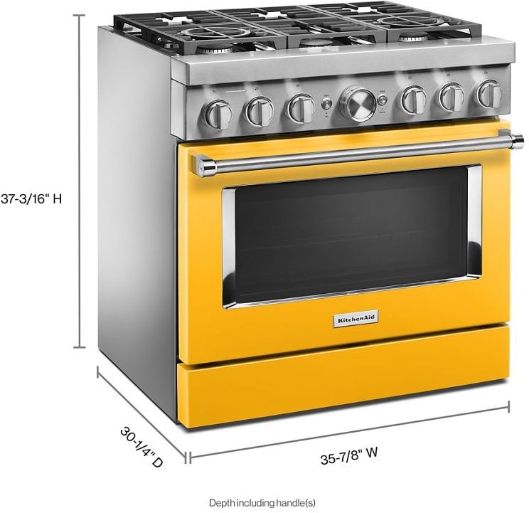 KitchenAid KFDC506JYP 36 Inch Freestanding Dual Fuel Smart Range with 6 ...